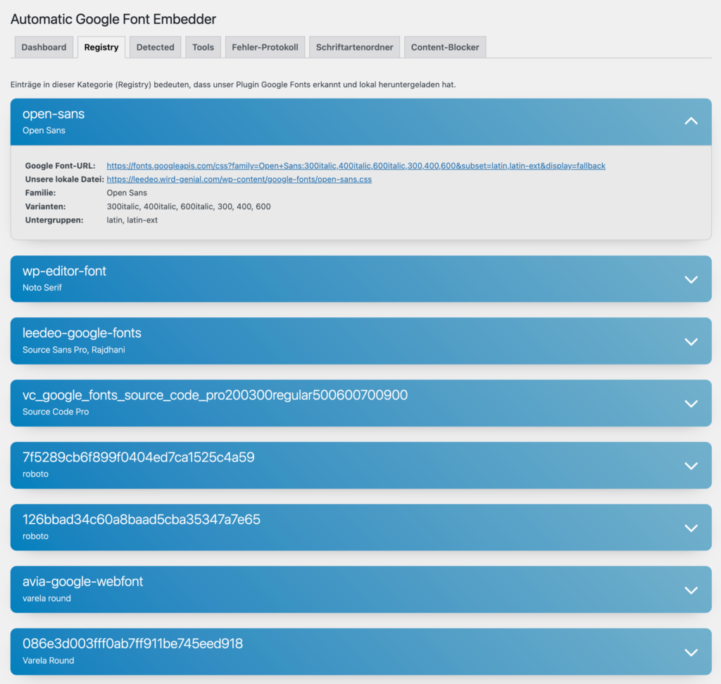 Automatic Google Fonts Embedder für WordPress